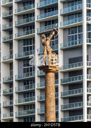 Photo Miami Brickell Bridge Pillar of History bronze statue Stock Photo ...