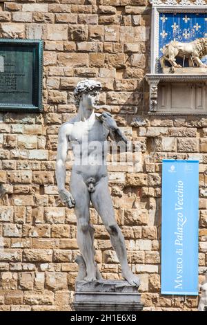 FLORENCE, ITALY - APRIL, 2018: Replica of the David statue, the ...