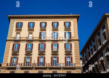 Beautiful facades of the antique buildings in Naples old city Stock ...