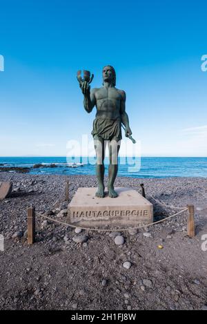 Memorial to Guanche warrior Hautacuperche, bronze statue, behind the ...
