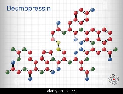Desmopressin, desmopresina, desmopressinum molecule. It is antidiuretic ...