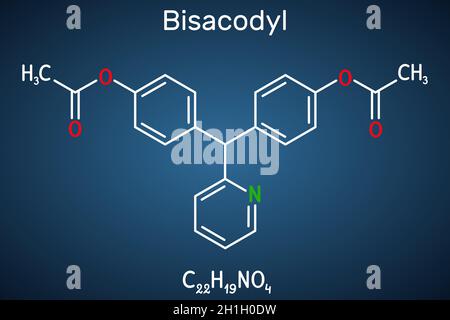 Bisacodyl, bisacodil molecule. It is stimulant laxative drug for the ...