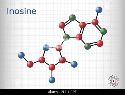 Inosine molecule. It is purine nucleoside, commonly occurs in tRNA ...