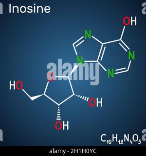 Inosine molecule. It is purine nucleoside, commonly occurs in tRNA ...