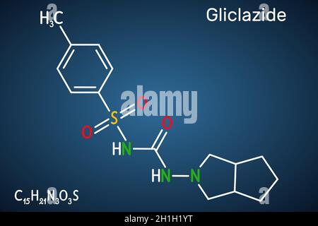 Gliclazide molecule. It is sulfonylurea compound with hypoglycemic ...