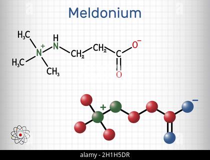 Meldonium molecule. Cardioprotective drug used for treatment of heart ...