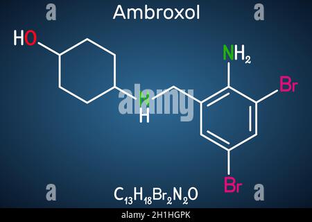 Ambroxol mucoactive drug molecule. It is aromatic amine, secretolytic ...