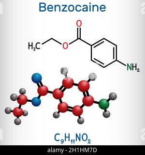Benzocaine molecule. It is local anesthetic. Structural chemical ...