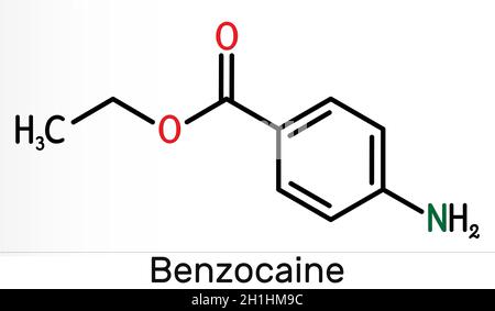 Benzocaine molecule. It is local anesthetic. Skeletal chemical formula ...