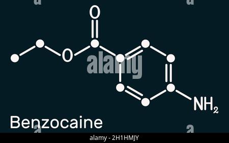 Benzocaine molecule. It is local anesthetic. Skeletal chemical formula ...