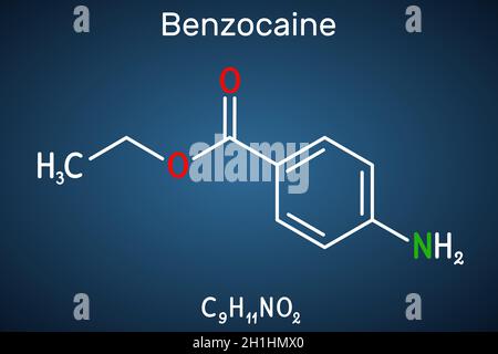 Benzocaine molecule. It is local anesthetic. Structural chemical ...