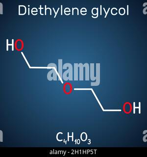 Diethylene glycol, DEG molecule. It is diol, solvent. Skeletal chemical ...