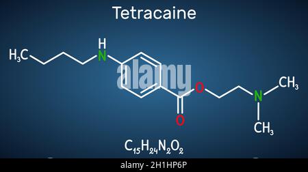 Tetracaine, amethocaine molecule. It is local anesthetic widely used in ...
