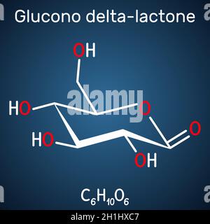 Glucono-delta-lactone (gluconolactone, GDL) and gluconic acid molecule ...