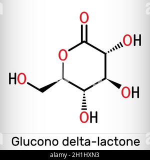 Glucono-delta-lactone (gluconolactone, GDL) and gluconic acid molecule ...