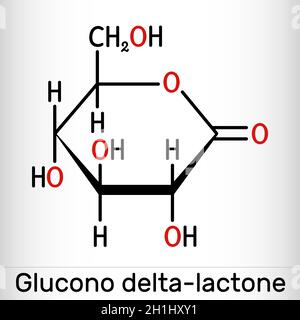 Glucono-delta-lactone (gluconolactone, GDL) and gluconic acid molecule ...