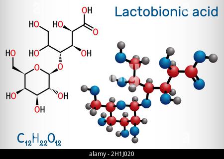Lactobionic acid, lactobionate molecule. It is PHA, polyhydroxy acid ...