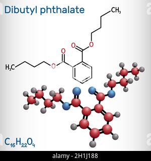 Dibutyl phthalate, DBP molecule. It is phthalate ester, diester. It is ...