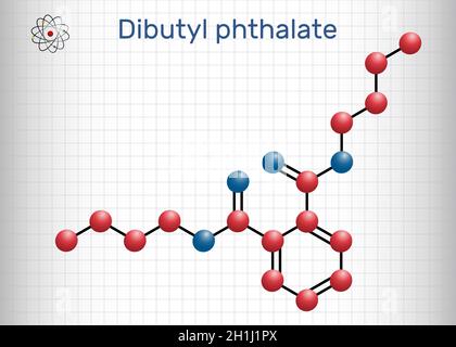 Dibutyl phthalate, DBP molecule. It is phthalate ester, diester. It is ...