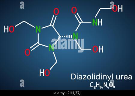 Diazolidinyl urea antimicrobial preservative molecule (formaldehyde ...