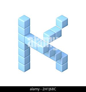 Blue cube orthographic font Letter R 3D render illustration isolated on ...