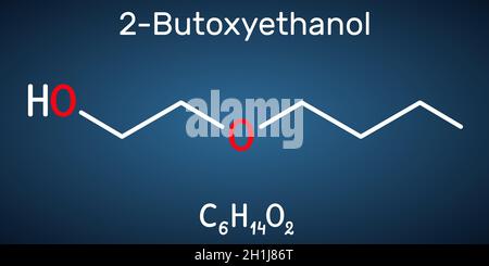 2-butoxyethanol molecule. Used as solvent and surfactant. Skeletal ...