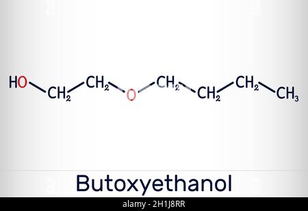2-butoxyethanol molecule. Used as solvent and surfactant. Skeletal ...