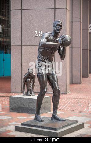 Boston Celtics legend Bill Russell, center, is honored by his former ...