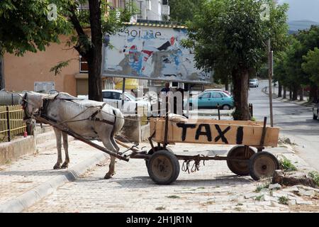 Rural traditional horse taxi buggy in Debar, Macedonia Stock Photo - Alamy