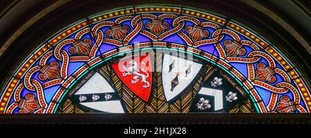 beautiful hand made glass mosaic windows at Penrhyn Castle, an ...