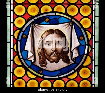 Veil of Veronica stained glass window in Basilica of Saint Sylvester ...