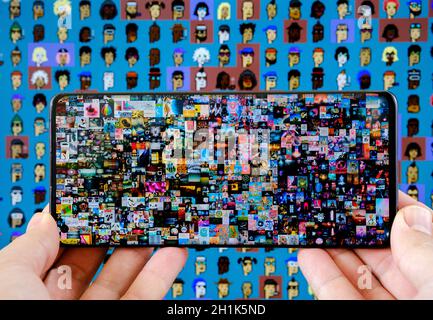 Two the most expensive NFT artworks. Concept. Beeple's "Everydays — The ...