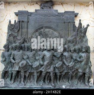 Sikh soldiers represented on a pedestal of the statue erected to Earl ...