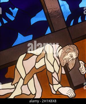 3rd Station of the Cross, Jesus falls the first time Stock Photo - Alamy