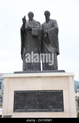 Monument St. Kliment and Naum of Ohrid in downtown of Skopje, Macedonia ...