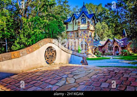 A footbridge leads to Mosher Castle, Oct. 16, 2021, in Fairhope ...