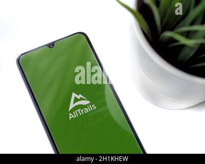 AllTrails app logo on a smartphone screen Stock Photo - Alamy