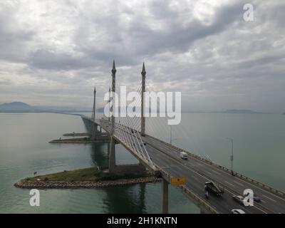Aerial view architecture mid span Penang Bridge Stock Photo - Alamy
