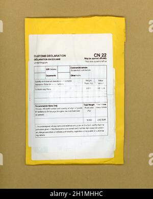 CN22 customs declaration document for international shipping, with ...