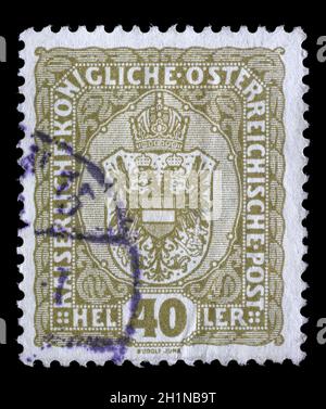 AUSTRIA - CIRCA 1916: stamp printed by Austria, shows crown and eagle ...