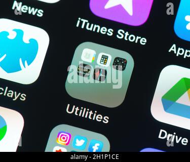 Utilities folder app icon on Apple iPhone screen Stock Photo - Alamy
