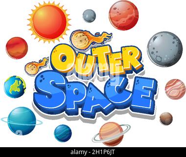Outer Space logo with many planets illustration Stock Vector Image ...