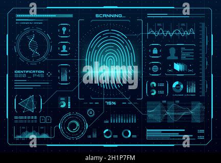 DNA analysis biometric ID scan system HUD concept. User verification ...