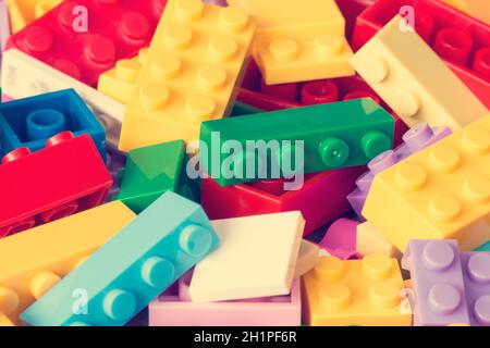 Colored toy bricks background,close-up view Stock Photo - Alamy