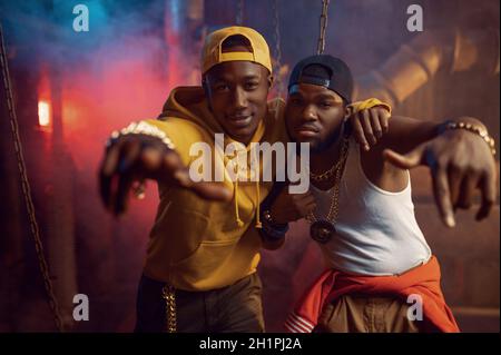 Two young rappers, breakdancing in studio Stock Photo - Alamy