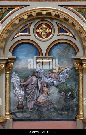 Abraham's sacrifice of Isaac altarpiece on the altar of the Sacred ...