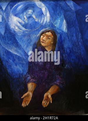 Virgin Mary, detail of high altar by Sieger Koder in St. Joseph's ...