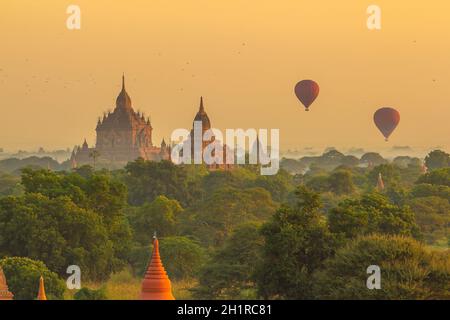 Bagan city downtown skyline cityscape of Myanmar at sunset Stock Photo ...