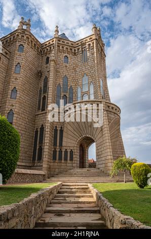 Astorga, Spain, July 2020 - Old architecture and modern statue in the ...