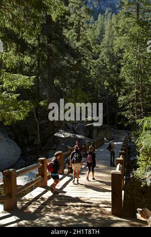Vernal Falls and Merced River, Hiking at Nevada Falls along John Muir ...